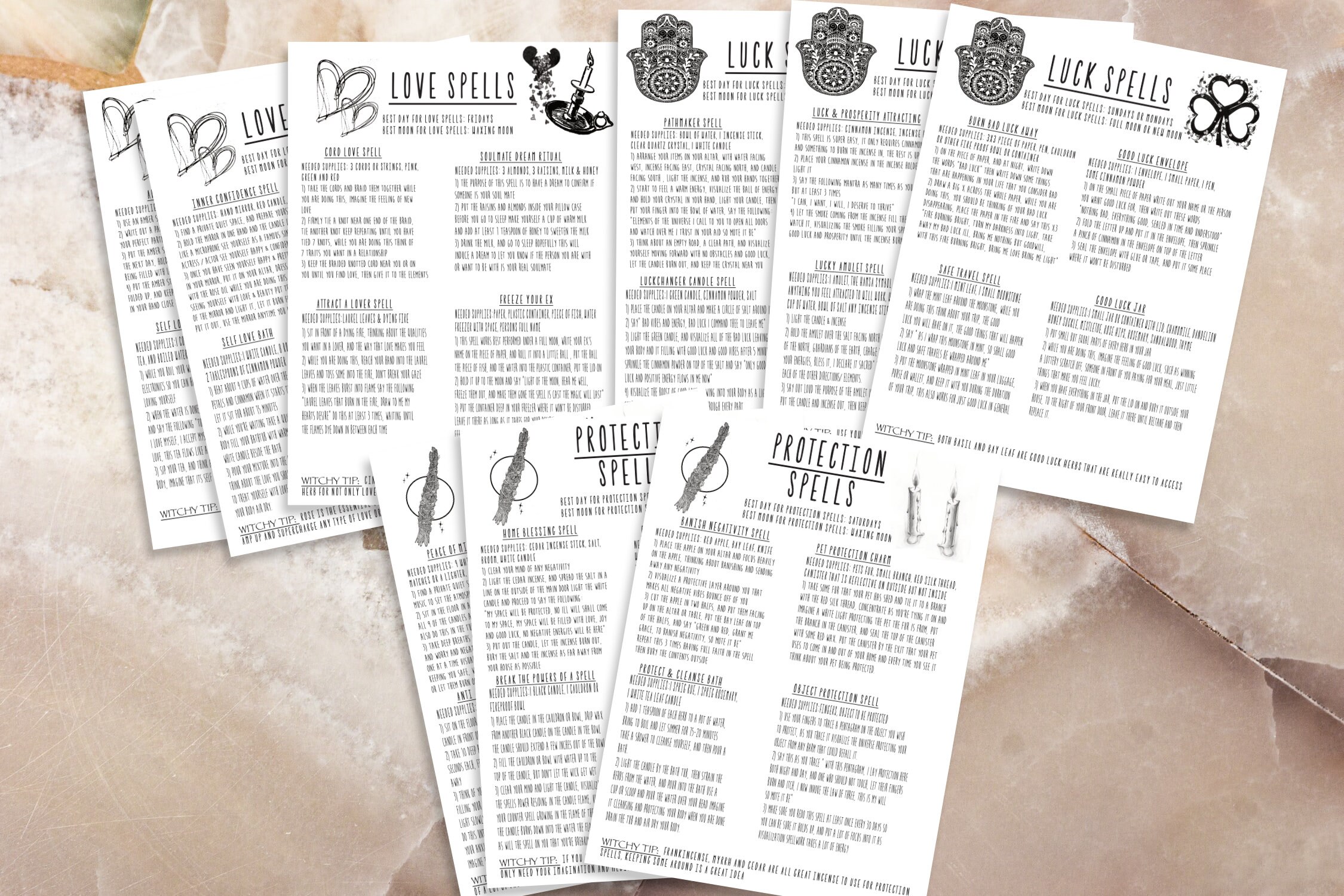 15 Baby Witch Spells & Spell Casting Printable Book of Shadows Pages ...