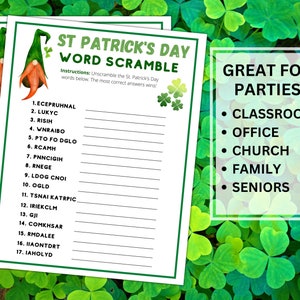 St Patricks Day Word Scramble | St Paddys Day Game | St Patricks Day ...