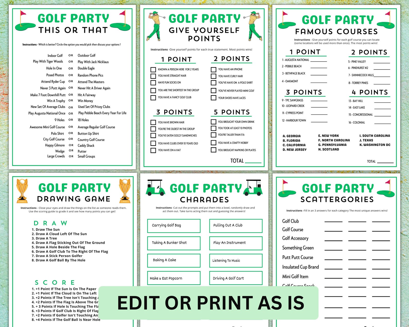 Editable Golf Party Games Watch Golf Themed Party Ideas Printable ...