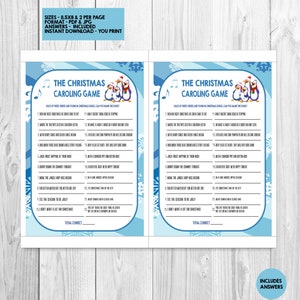 Christmas Song Carol Game, DIY Christmas Song Game, Printable Christmas ...