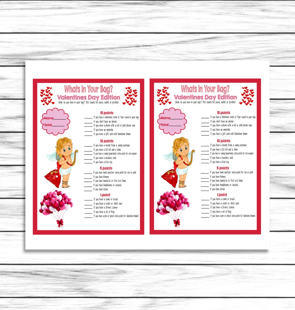 Valentines Day Game Whats In Your Bag Valentine Party Game | Etsy