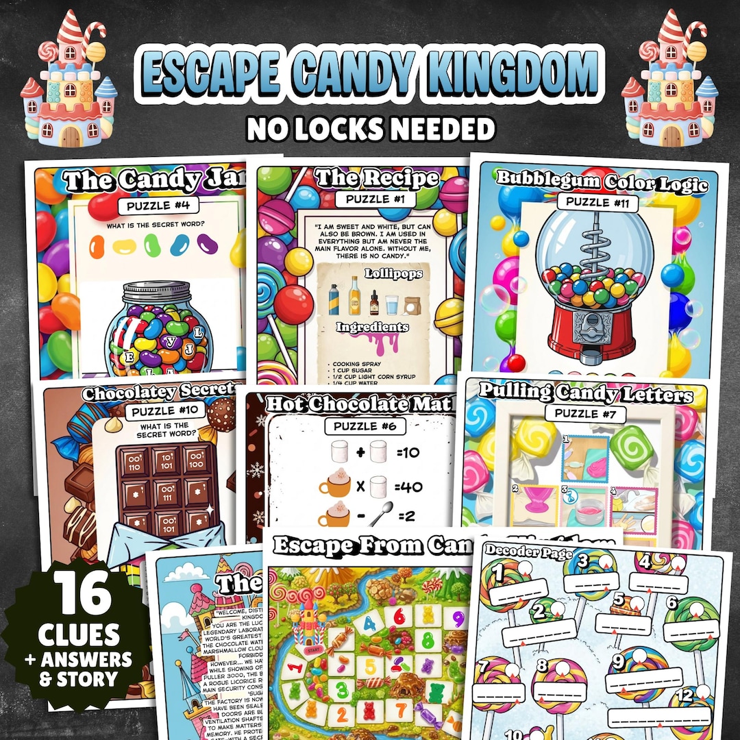 Candy Kingdom Escape Room Printable | Kids Birthday Party Game | Sweet ...