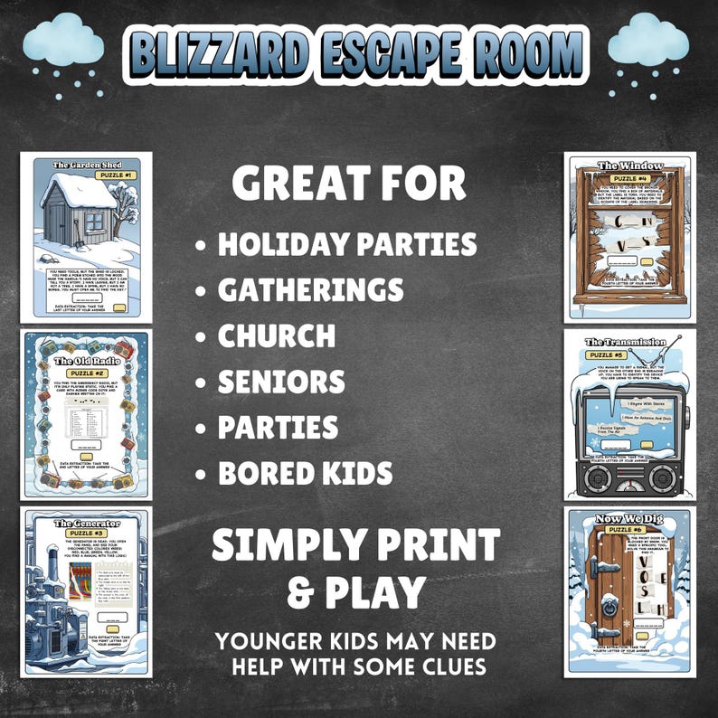 Winter Escape Room Game Printable • Escape the Blizzard • Snow Day ...