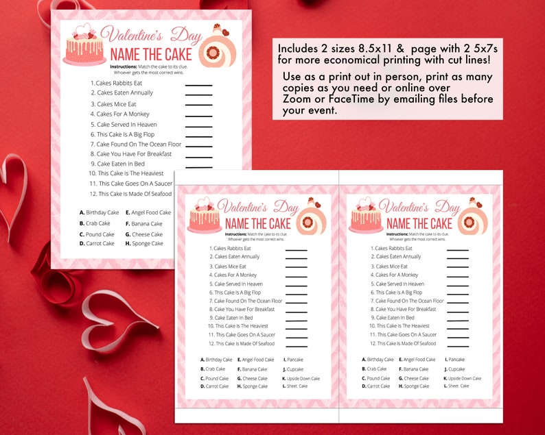 Valentines Day Fun Cake Trivia Game classroom Office Party - Etsy