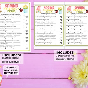 Spring Friendly Feud Trivia Printable Game | Adults Kids Fun Party ...
