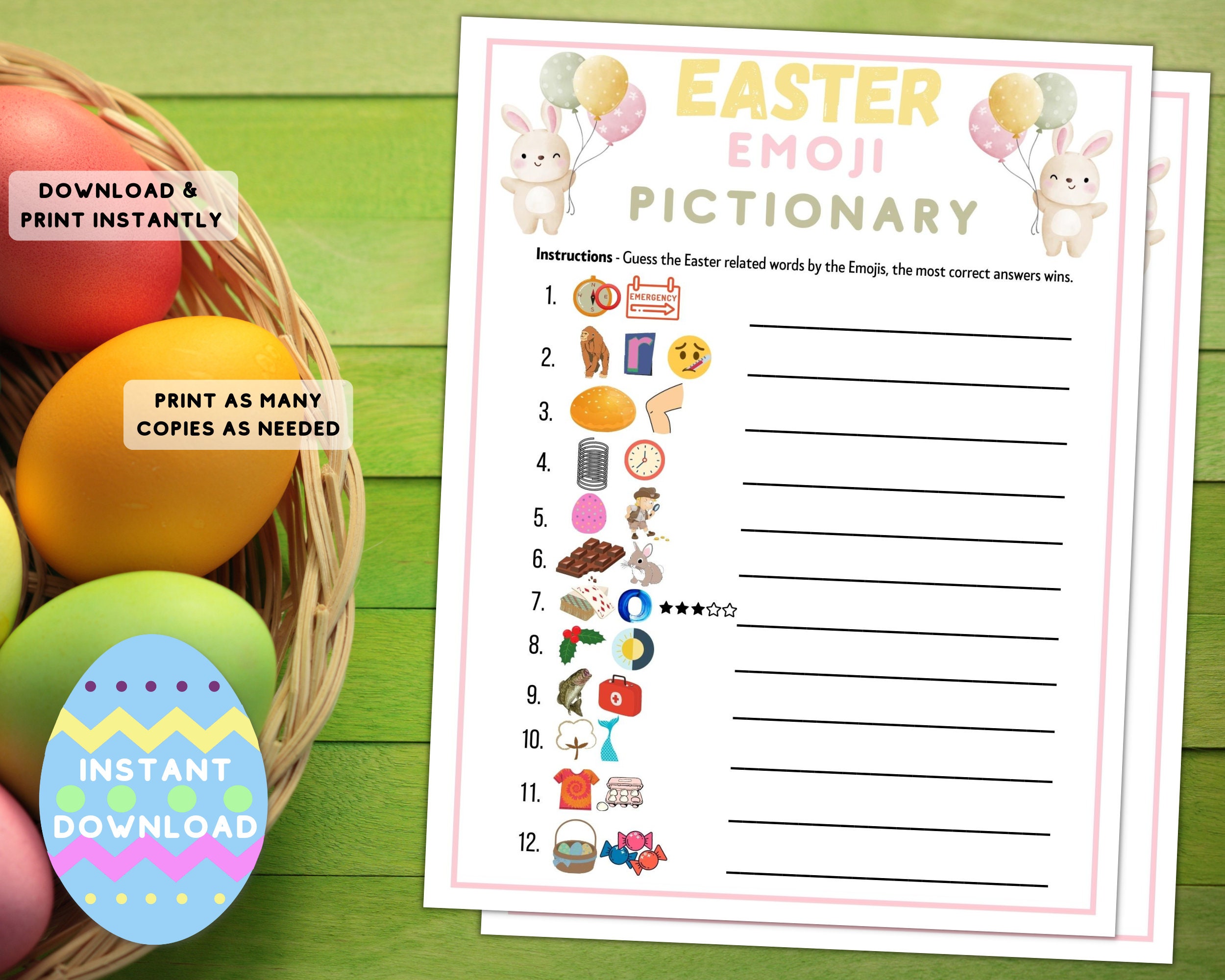 Easter Printable Emoji Pictionary Game Fun Family Activity - Etsy UK