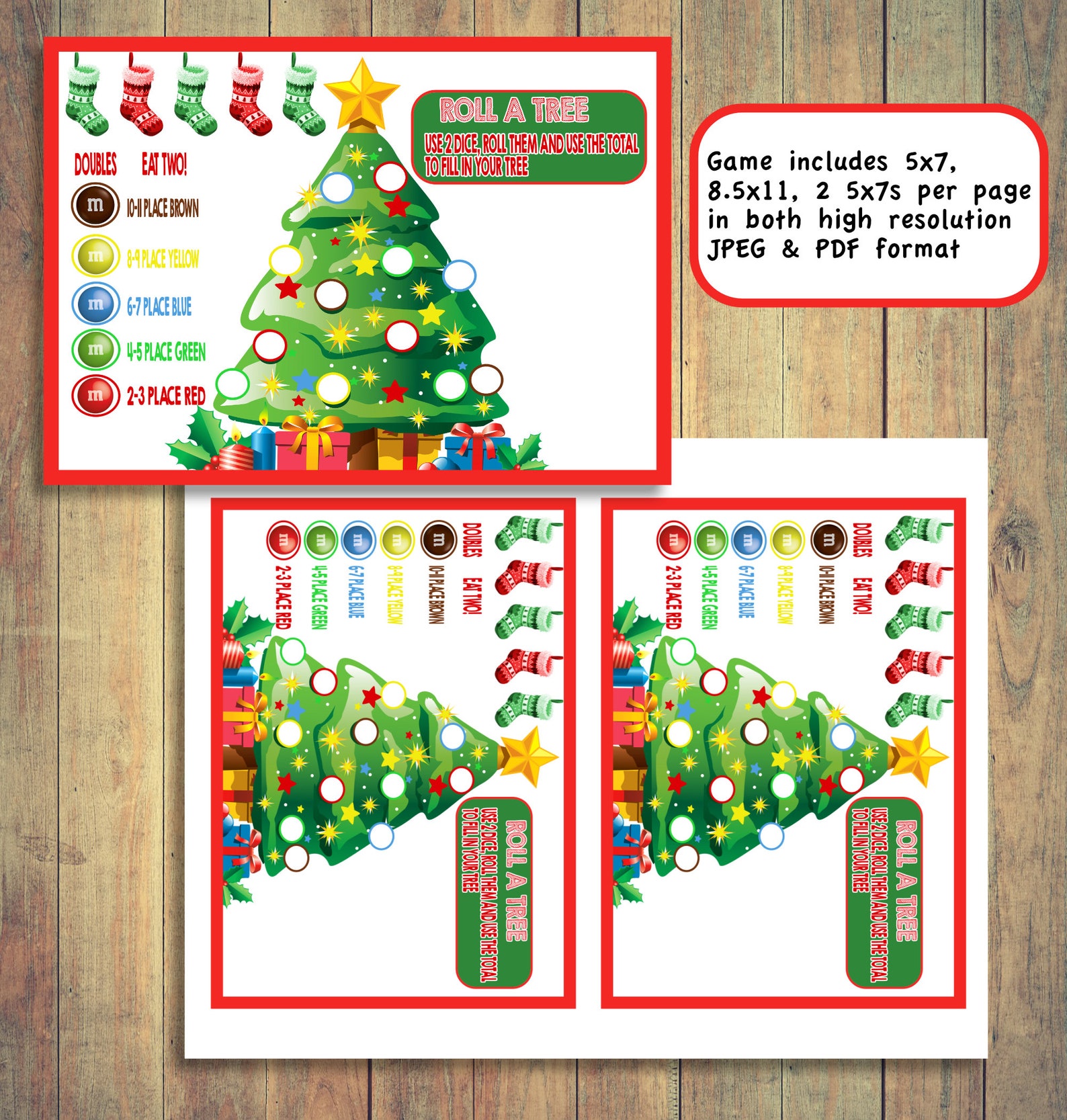 Christmas Kids Table Game, Roll A Christmas Tree Game, Kids Game for ...