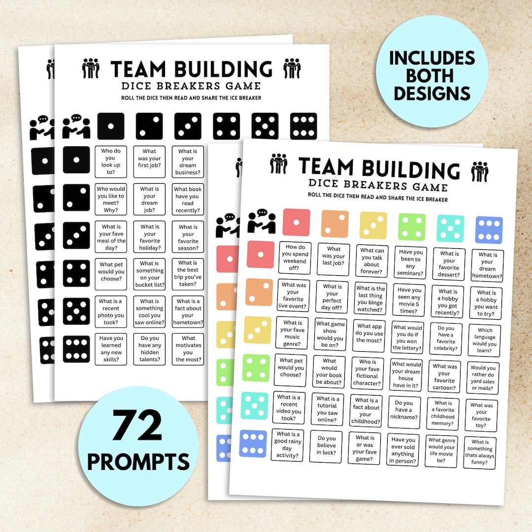 Team Building Icebreaker Dice Game | Printable Dice Roll Table Talk ...