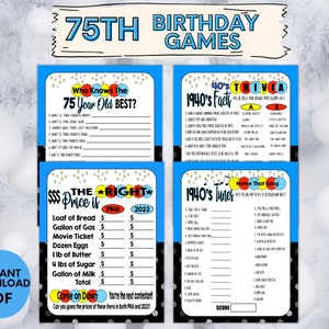 Printable 75th Birthday Party Games | Adult 75th Bday Activities ...