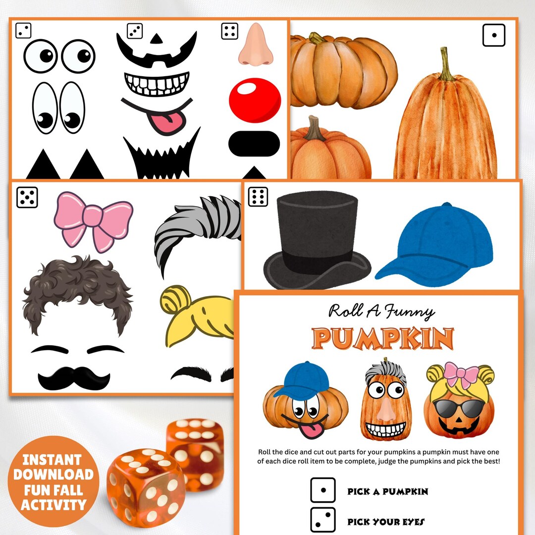 Printable Roll A Pumpkin Game, Fall Kids Craft, Classroom Dice Activity ...