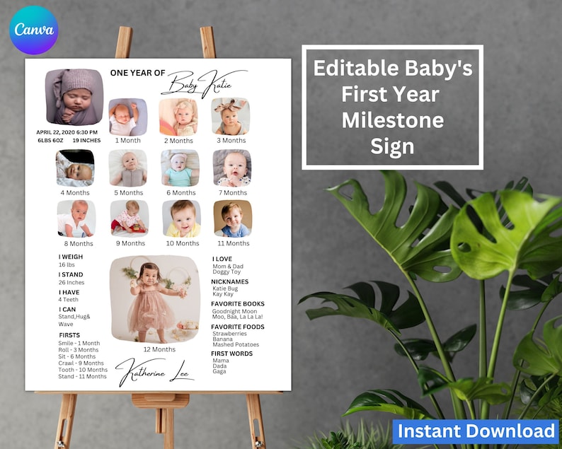 Printable Baby's First Year Milestone Board Template - Etsy