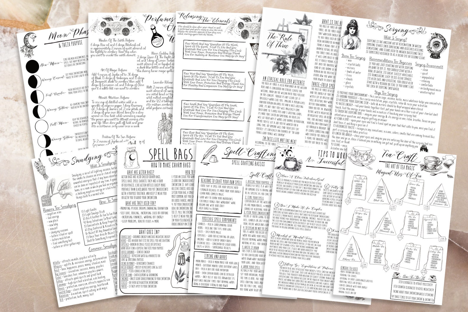 Witchcraft Printable Basic Book of Shadows Pages Grimoire | Etsy