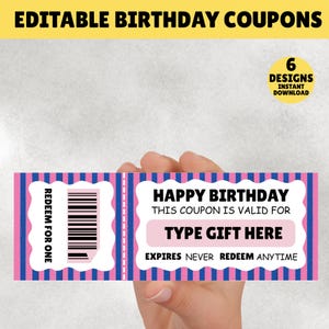 Happy Birthday Coupon Editable Canva Template | Bday Gift Certificate ...