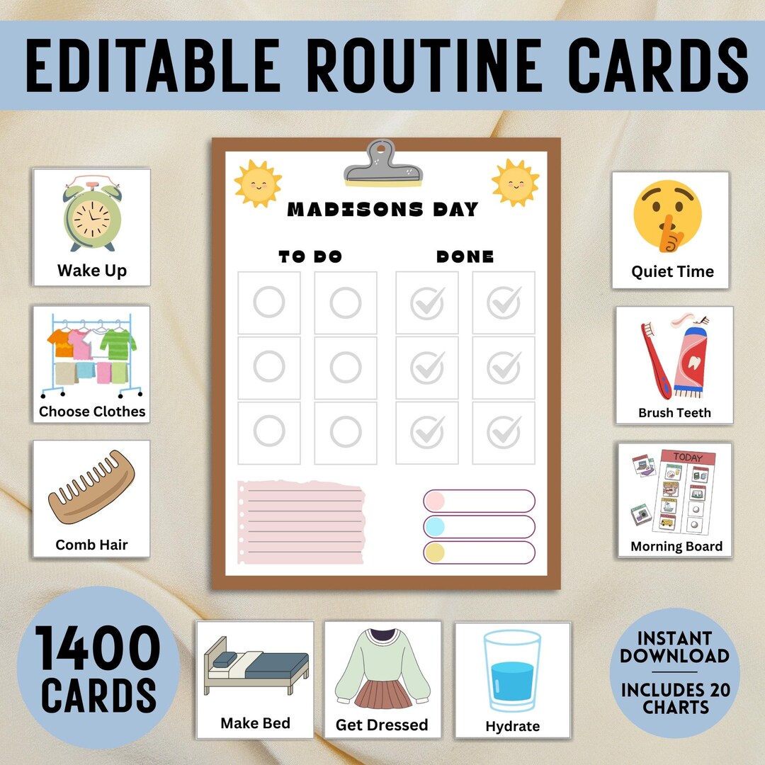 Daily Routine Cards | Editable Visual Schedule | Daily Rhythm Toddler ...