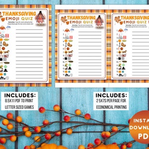 Emoji Pictionary Printable Thanksgiving Game, Virtual Turkey Day Trivia ...