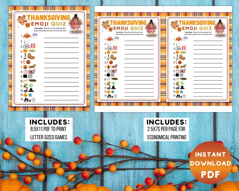 Emoji Pictionary Printable Thanksgiving Game Virtual Turkey - Etsy