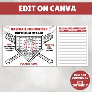 Editable Fill My Base Baseball Player Fundraiser Template | Color My ...