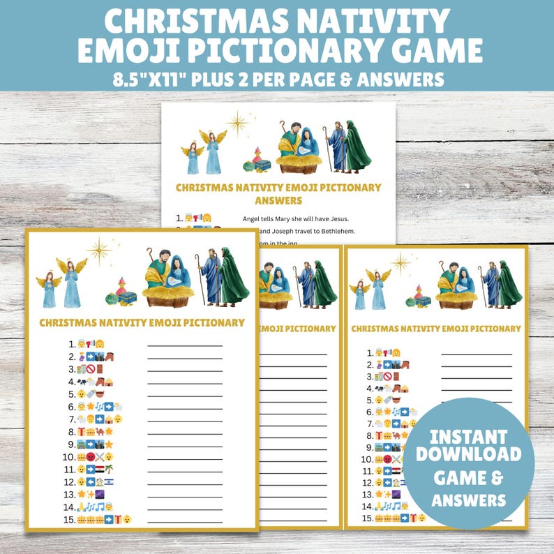 Printable Nativity Emoji Pictionary Christmas Bible Story Game | Fun ...