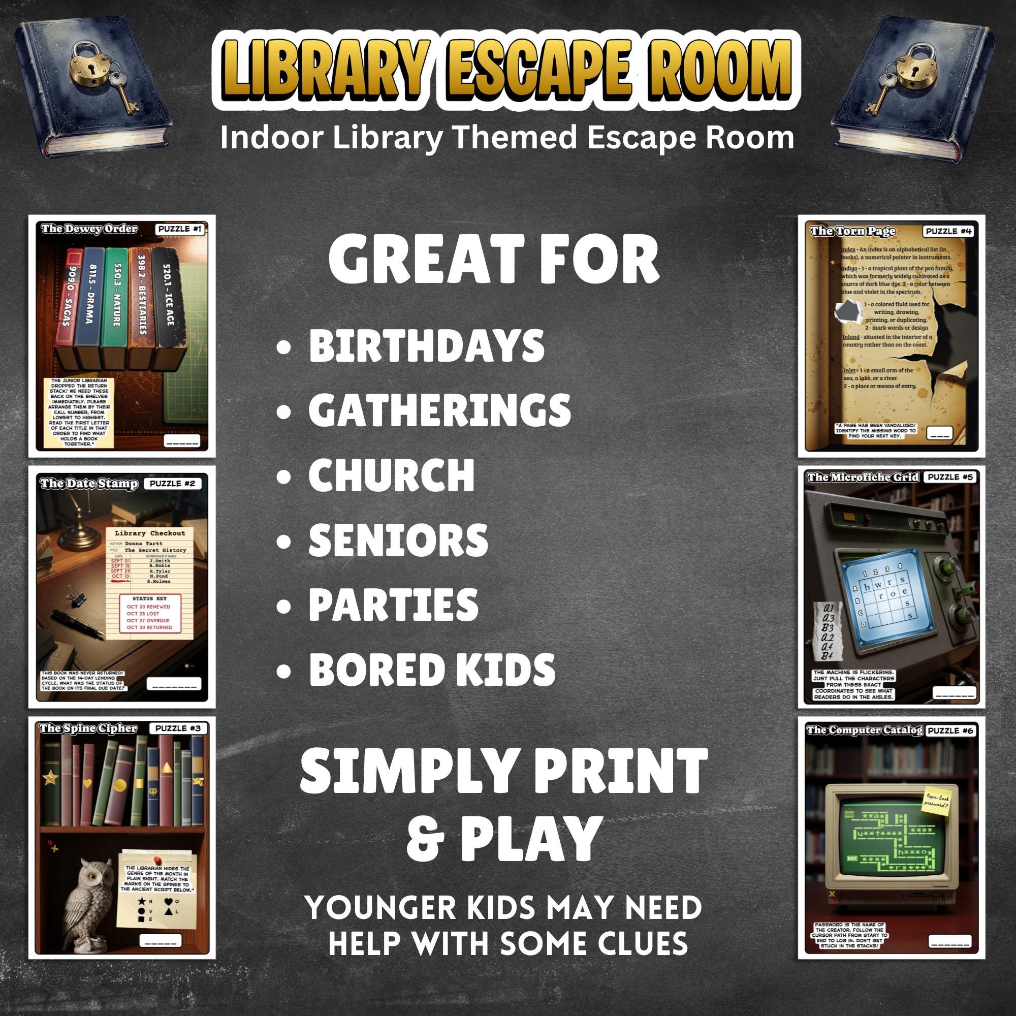 Library Escape Room Game Printable | the Lost Archives Mystery ...