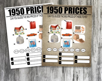 1950's Now Vs Then Game - the Price is Right - Etsy