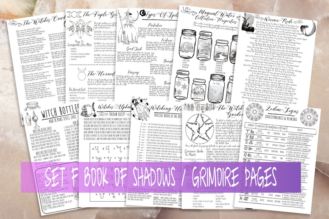 Printable Baby Witch Grimoire Sheets | Spell Bottles, Witches Garden ...