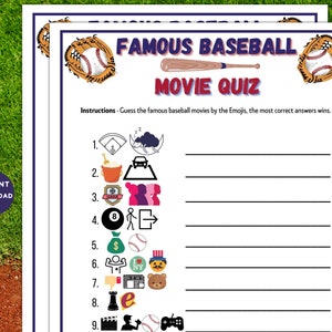 Printable Baseball Team Movie Party Game | Emoji Quiz | MLB Activity ...