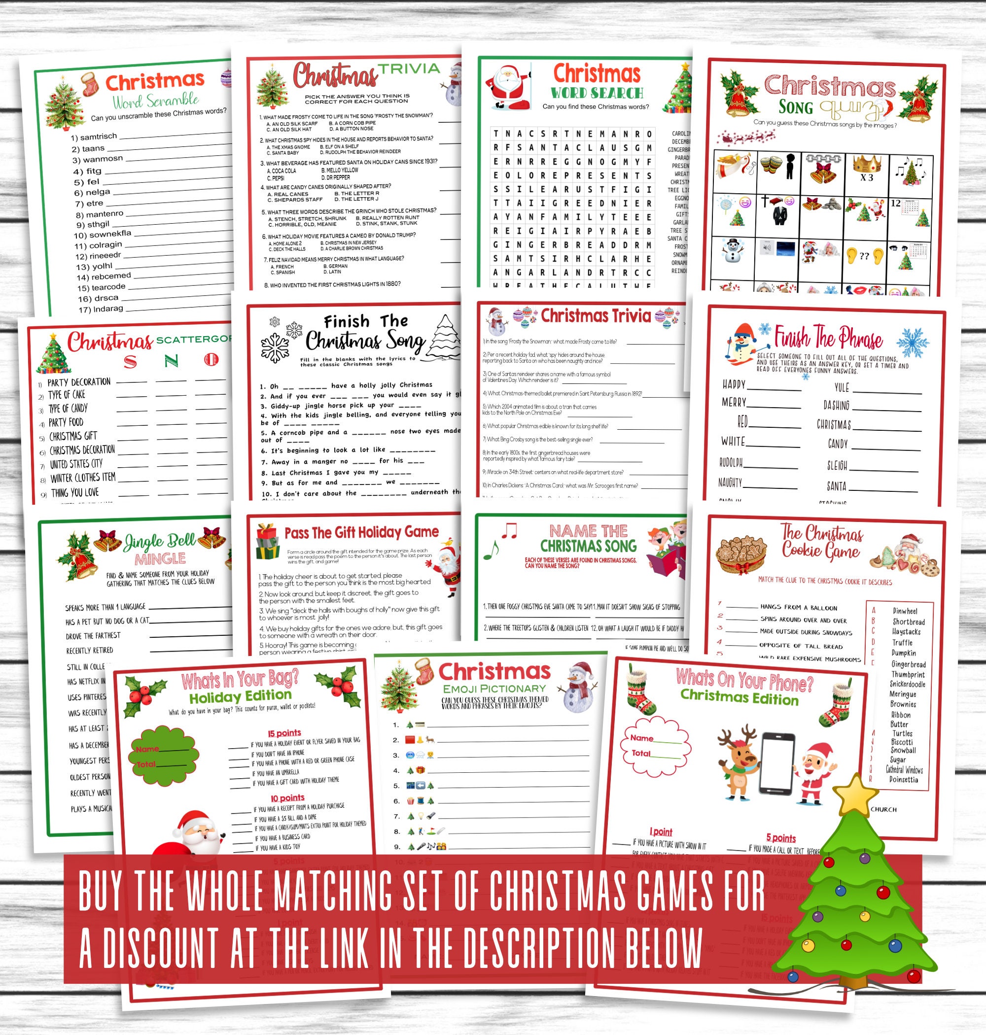Christmas Trivia Game, Printable or Virtual Holiday Party Game for Kids ...