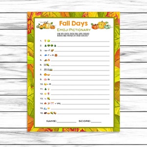 Fall Emoji Game Emoji Pictionary Party Game Emoji Game for - Etsy