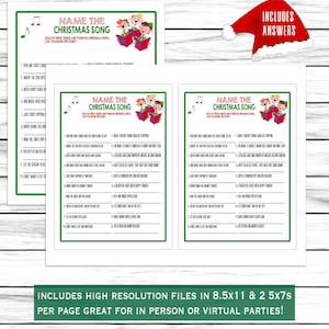 Guess the Christmas Song Game, Xmas Songs, Printable or Virtual Holiday ...