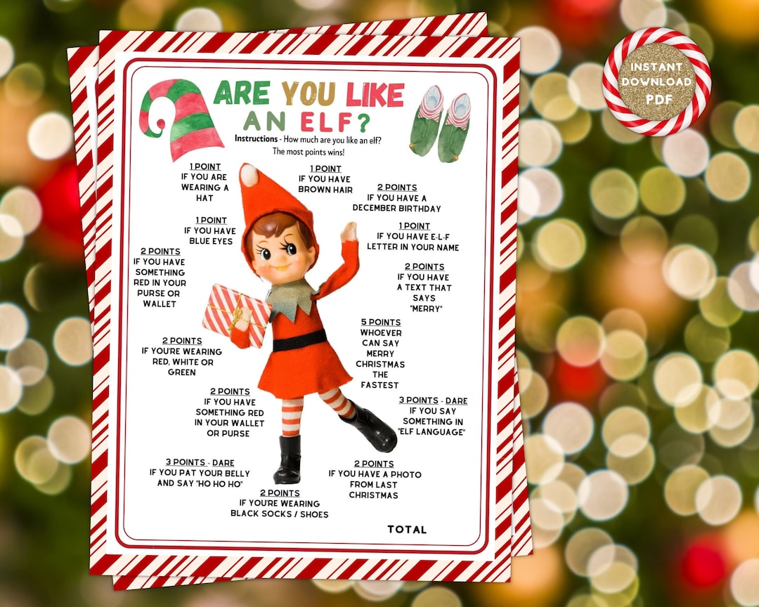 Christmas Party Elf Game, Funny Holiday Printable Group Game Xmas Party ...