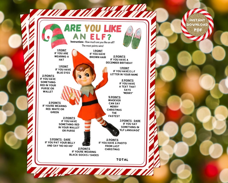 Christmas Party Elf Game Funny Holiday Printable Group Game - Etsy