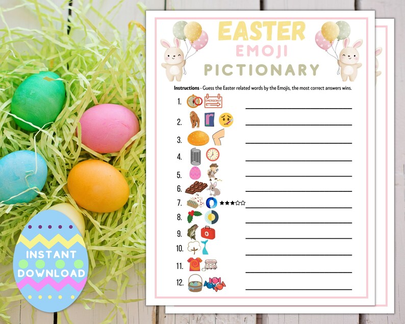 Easter Printable Emoji Pictionary Game Fun Family Activity - Etsy UK