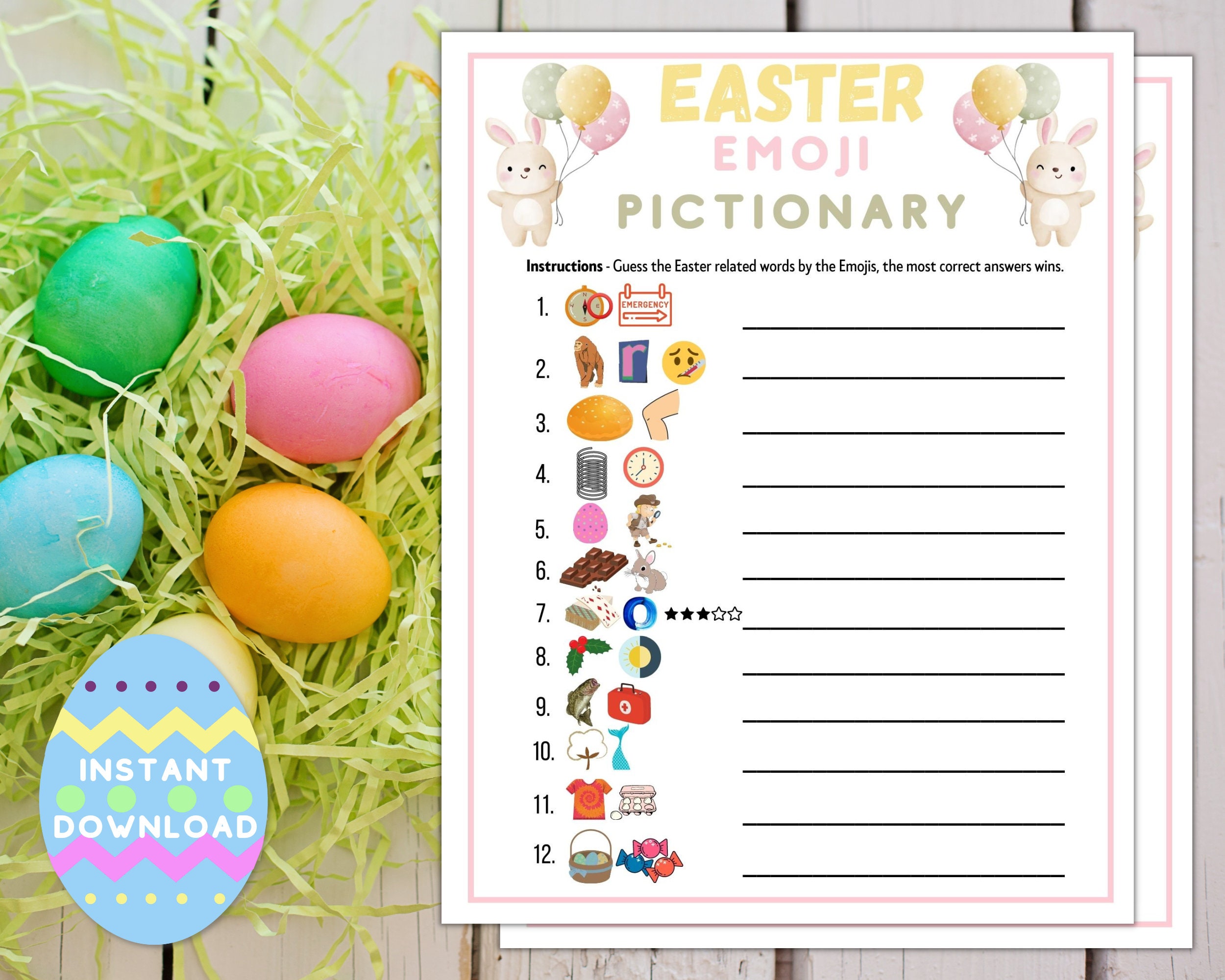 Easter Printable Emoji Pictionary Game Fun Family Activity - Etsy UK