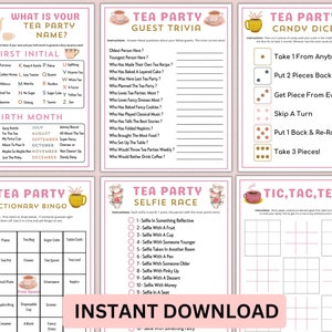 Printable Tea Party Games Adults Kids Toddler | Editable High Tea Quiz ...