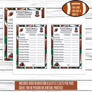 Football Predictions Printable or Virtual Football Party Game for Kids ...