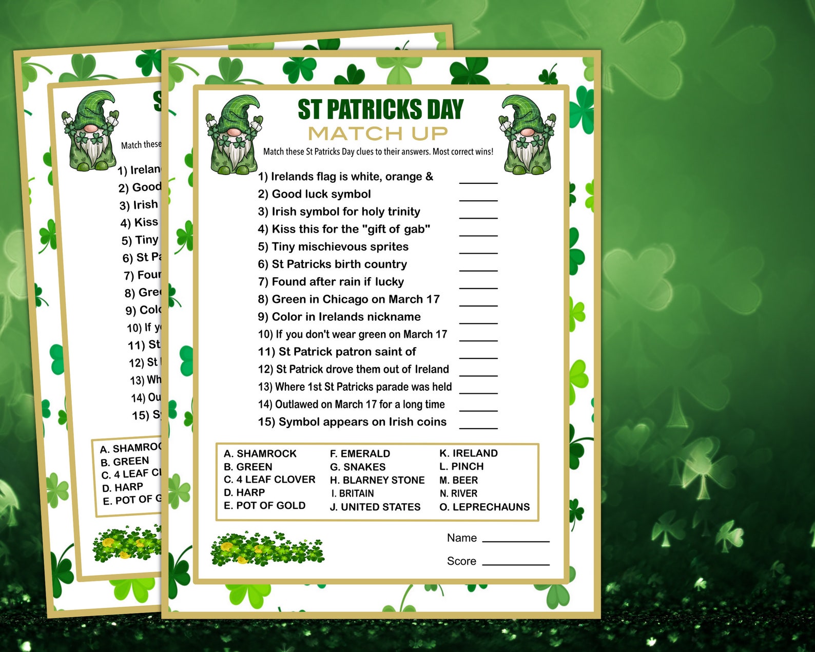 St Patricks Day Trivia Matching Game St Patricks Day Game St - Etsy