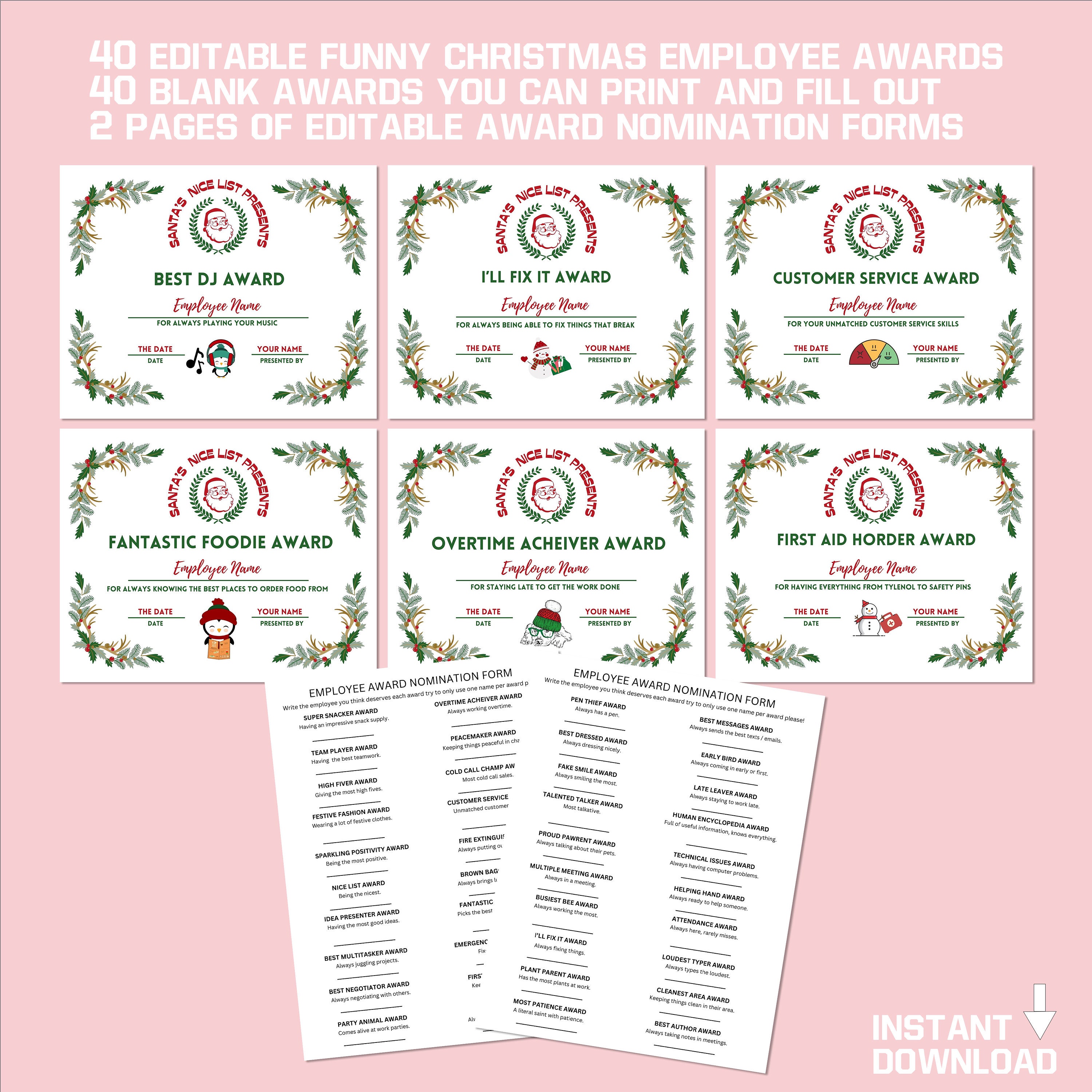 Employee Appreciation Christmas Award Certificates | Printable Funny ...