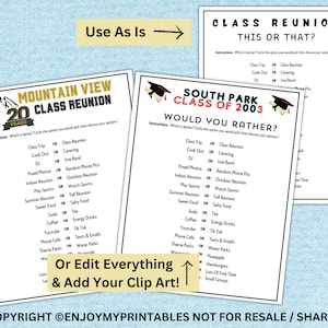 Printable Class Reunion Games | Editable Reunion Template Activities ...
