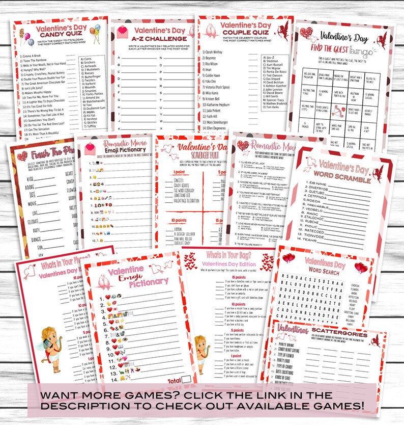 Valentines Day A-Z Word Game Virtual or Printable V-day Party | Etsy