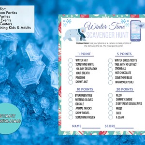 Winter Scavenger Hunt Party Game, for Adults Kids, Classroom, Office ...