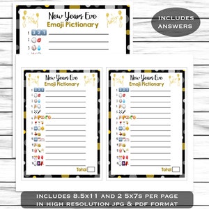 New Years Emoji Pictionary Game, Printable or Virtual Holiday Party ...