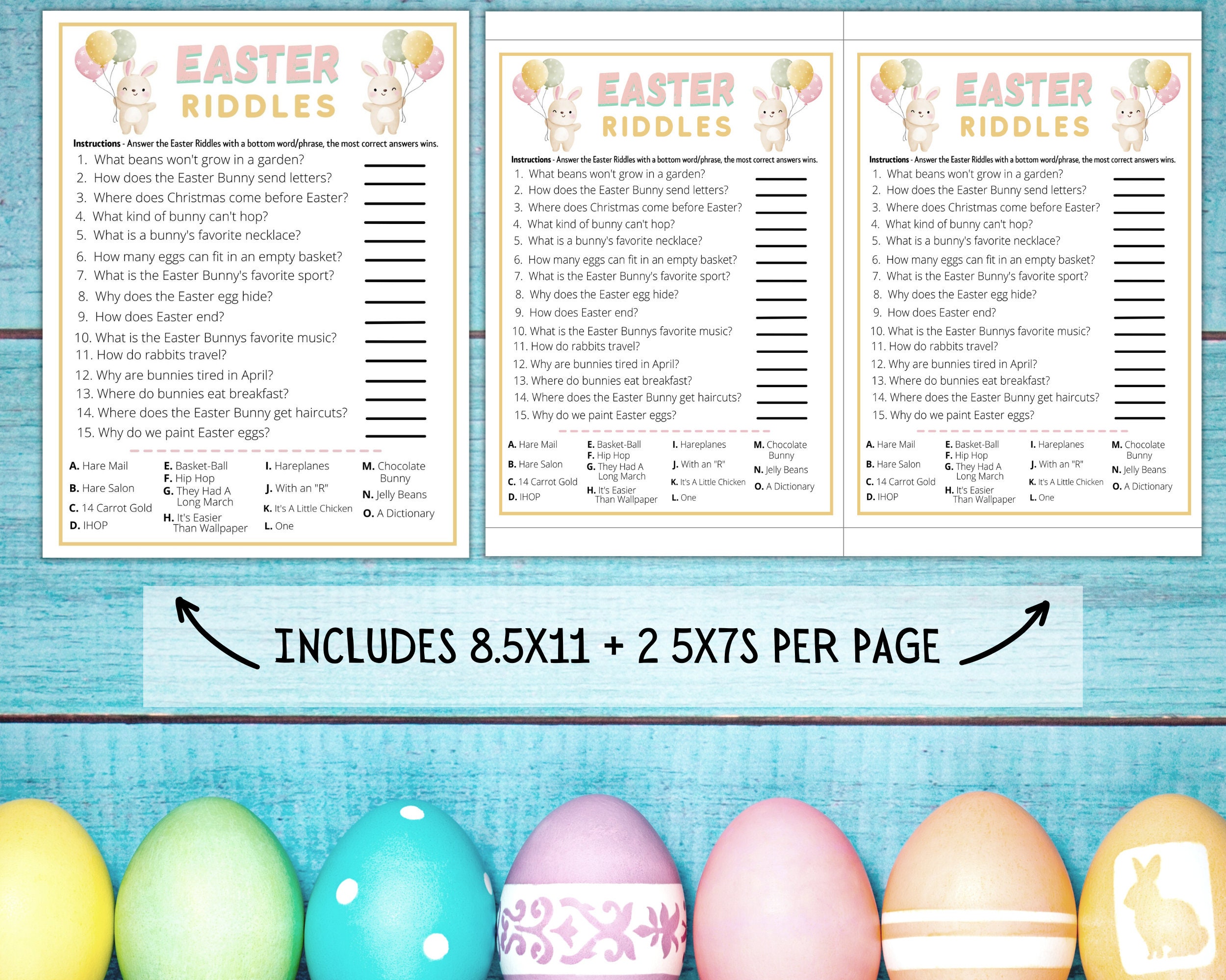 Fun Easter Riddles Printable Game | Family Activity | Kids or Adults ...