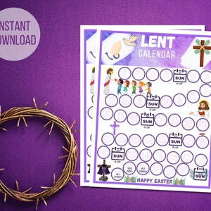 Lent Printable Kids Calendar, Childrens Coloring Lenten Calendar, Lent ...