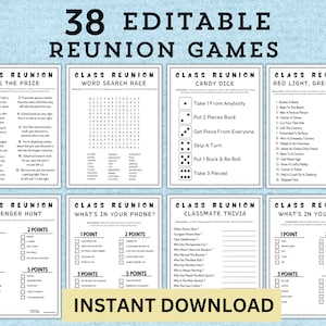 Printable Class Reunion Games | Editable Reunion Template Activities ...