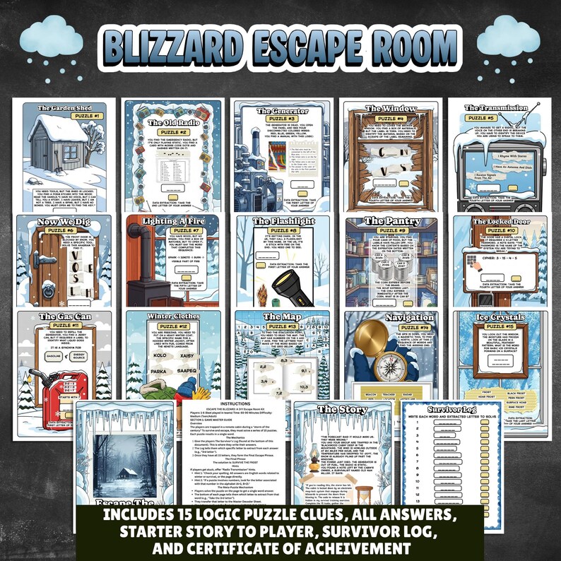 Winter Escape Room Game Printable • Escape the Blizzard • Snow Day ...