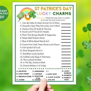 Printable St Patricks Day Lucky Charm Game | Irish Quiz | St Paddys ...
