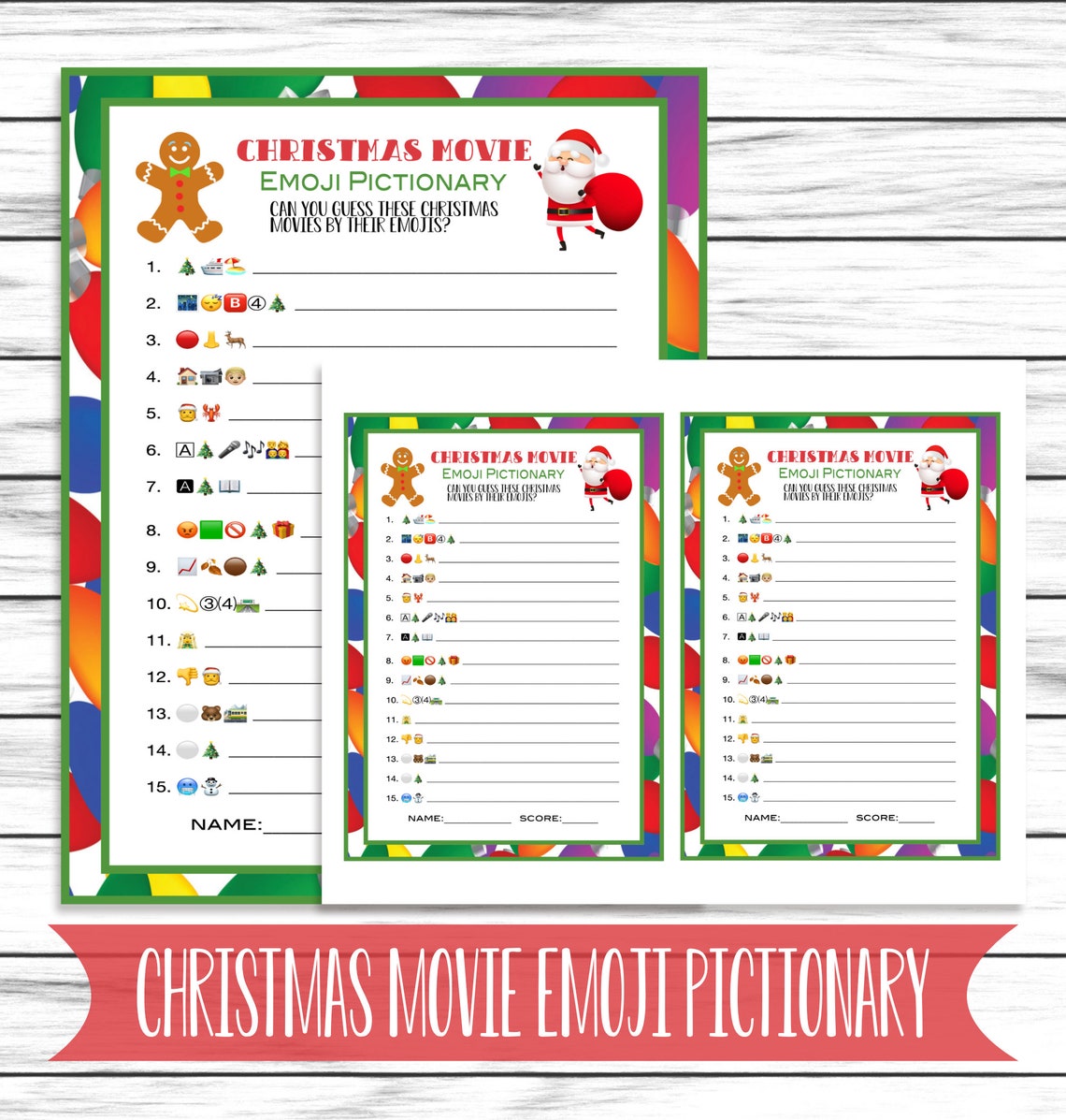Christmas Party Emoji Games Emoji Pictionary Games Christmas - Etsy
