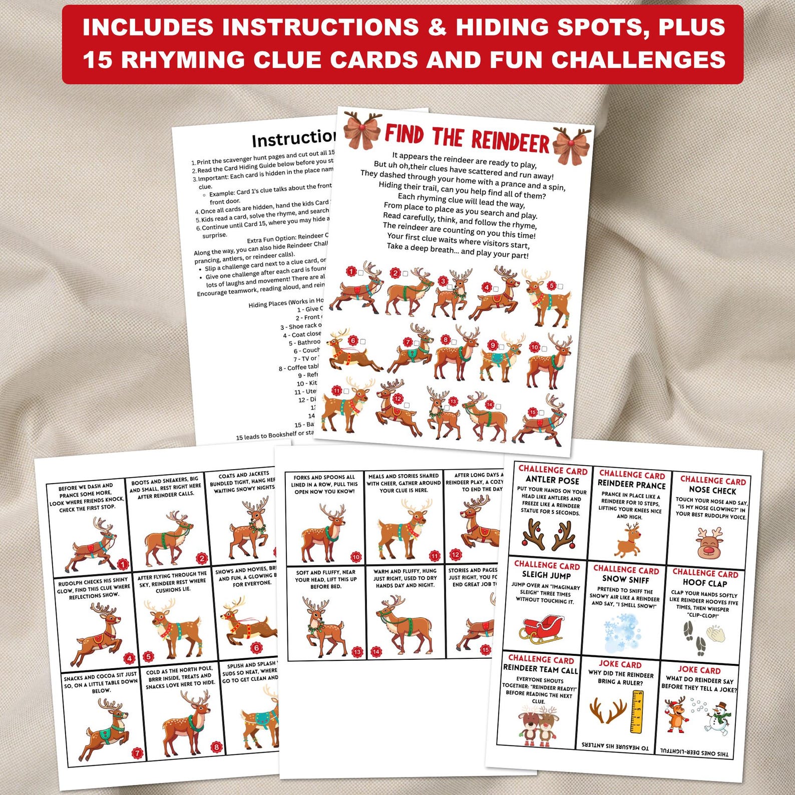 Reindeer Scavenger Hunt Printable | Christmas Game for Kids | Indoor ...