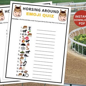 Printable Kentucky Derby Horse Words Emoji Trivia Game | Derby Party ...