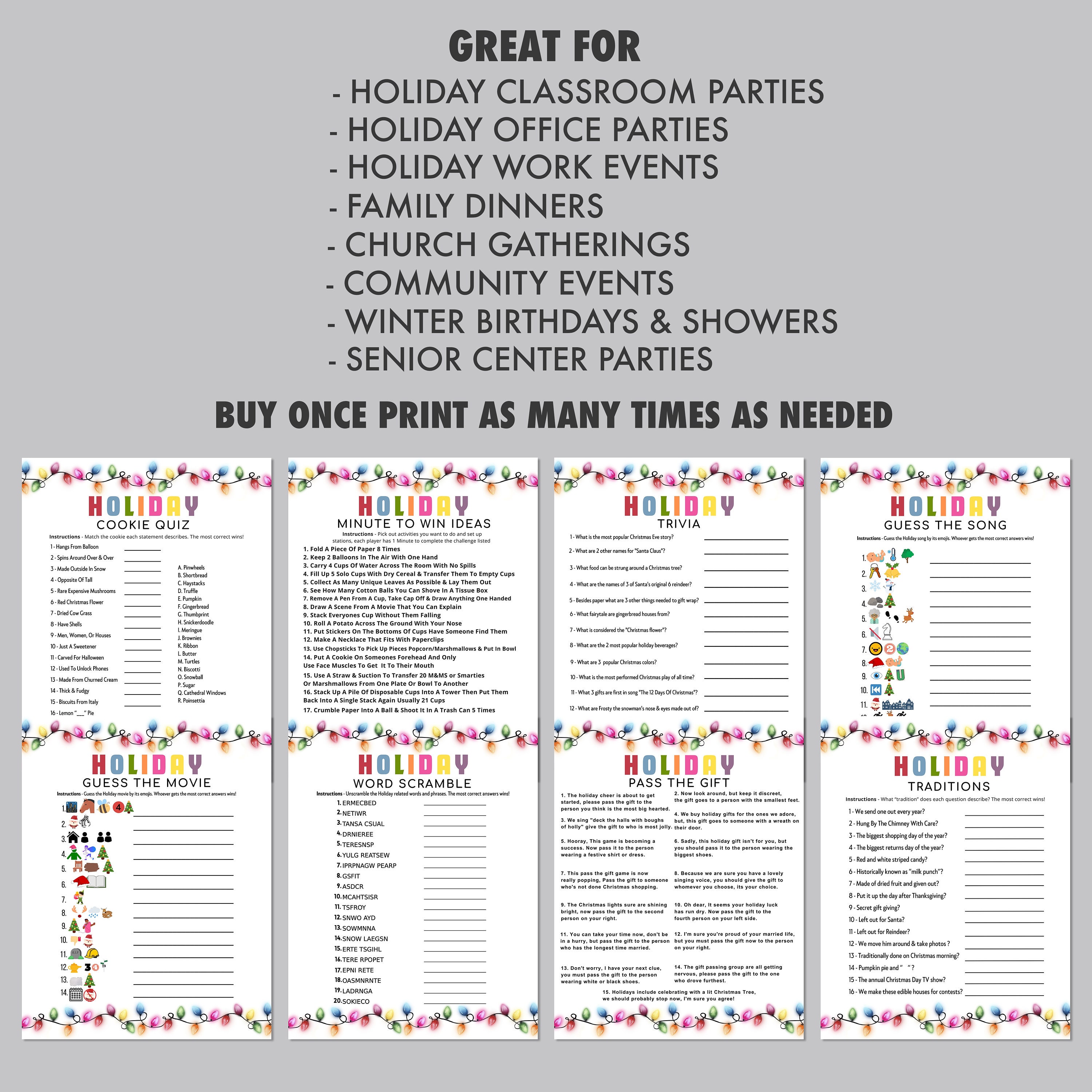 Holiday Party Game Mega Bundle | Merry & Bright Work Office Classroom ...
